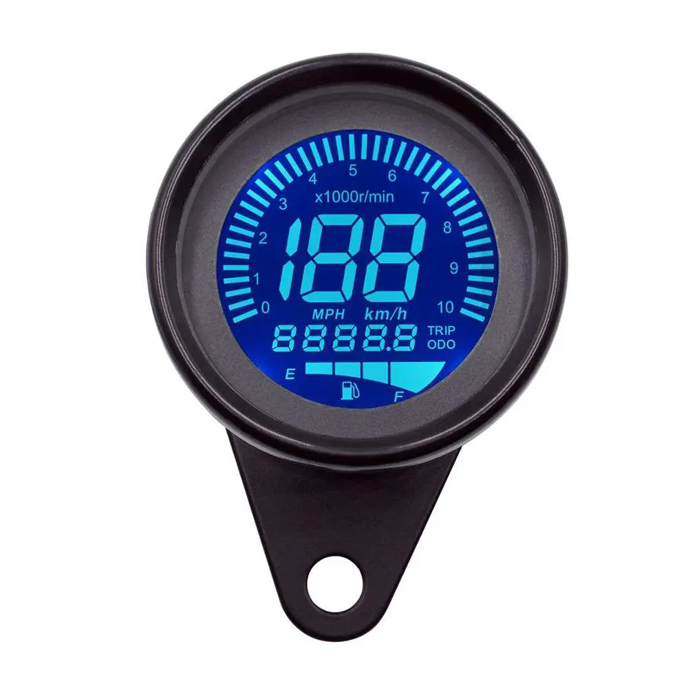 Digital Motorcycle LCD Screen Speedometer 7 Color Backlight
